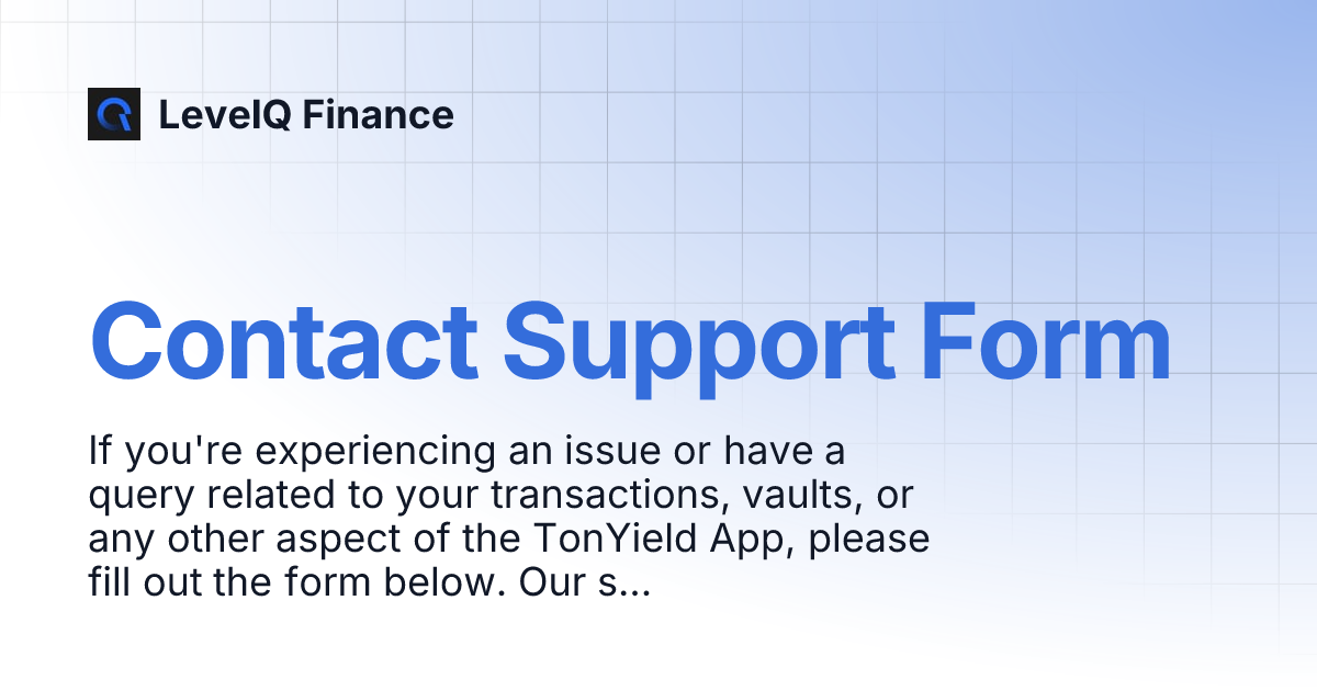 Contact Support Form | LevelQ Finance